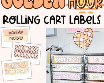 10 & 12 Drawer Rolling Cart Labels - Boho Rainbow | Editable - Etsy