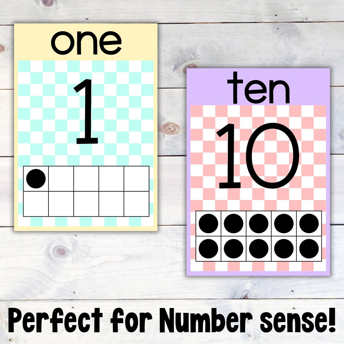 Preppy Pastels - Ten Frame Number Math Posters | Editable - Etsy