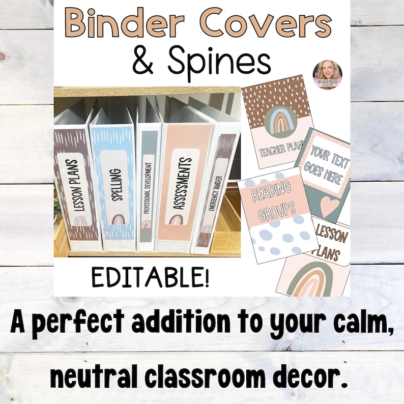 Boho Rainbow - Teacher Binder and Spine Labels | Editable - Etsy