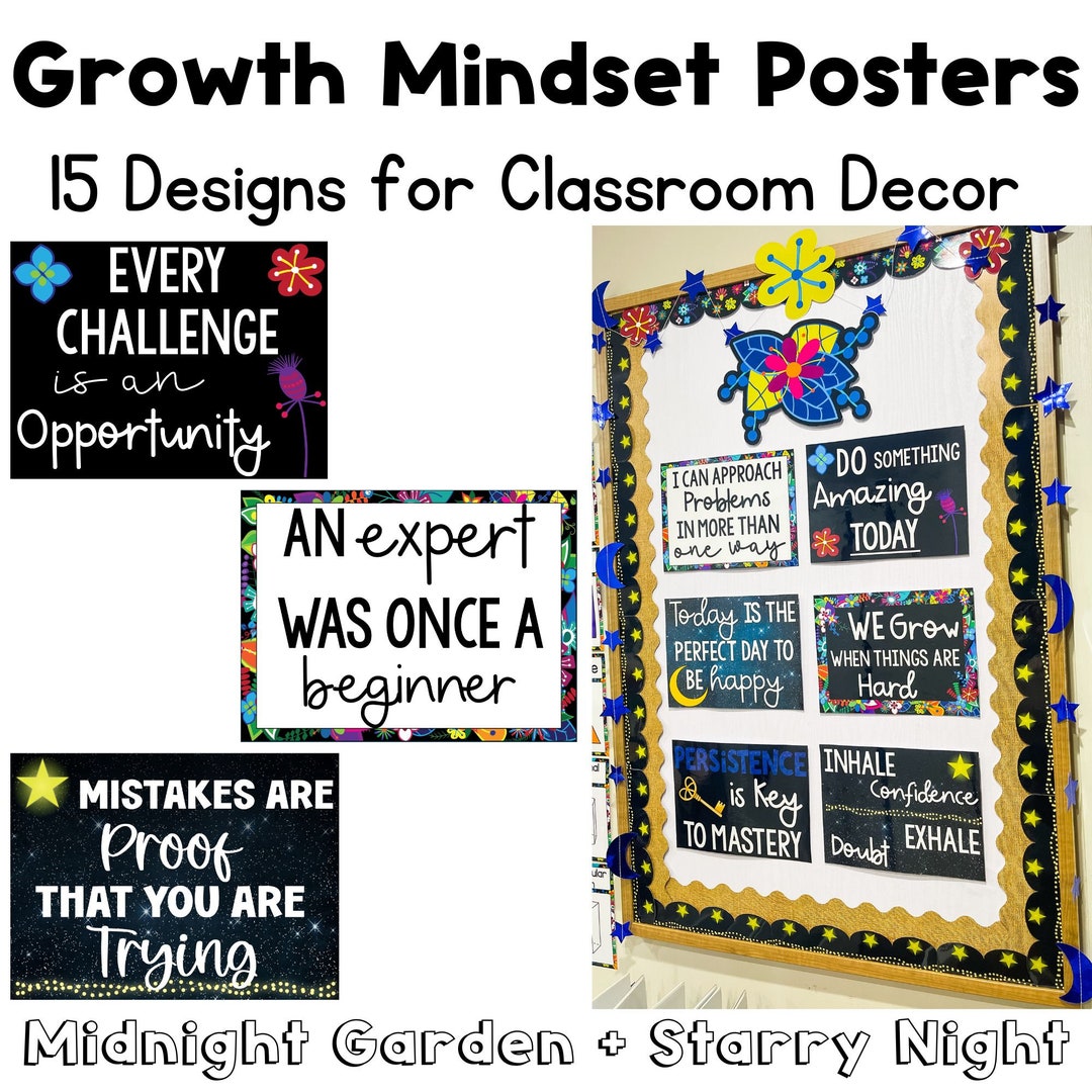 Midnight Garden Classroom Posters Decor and Growth Mindset - Etsy