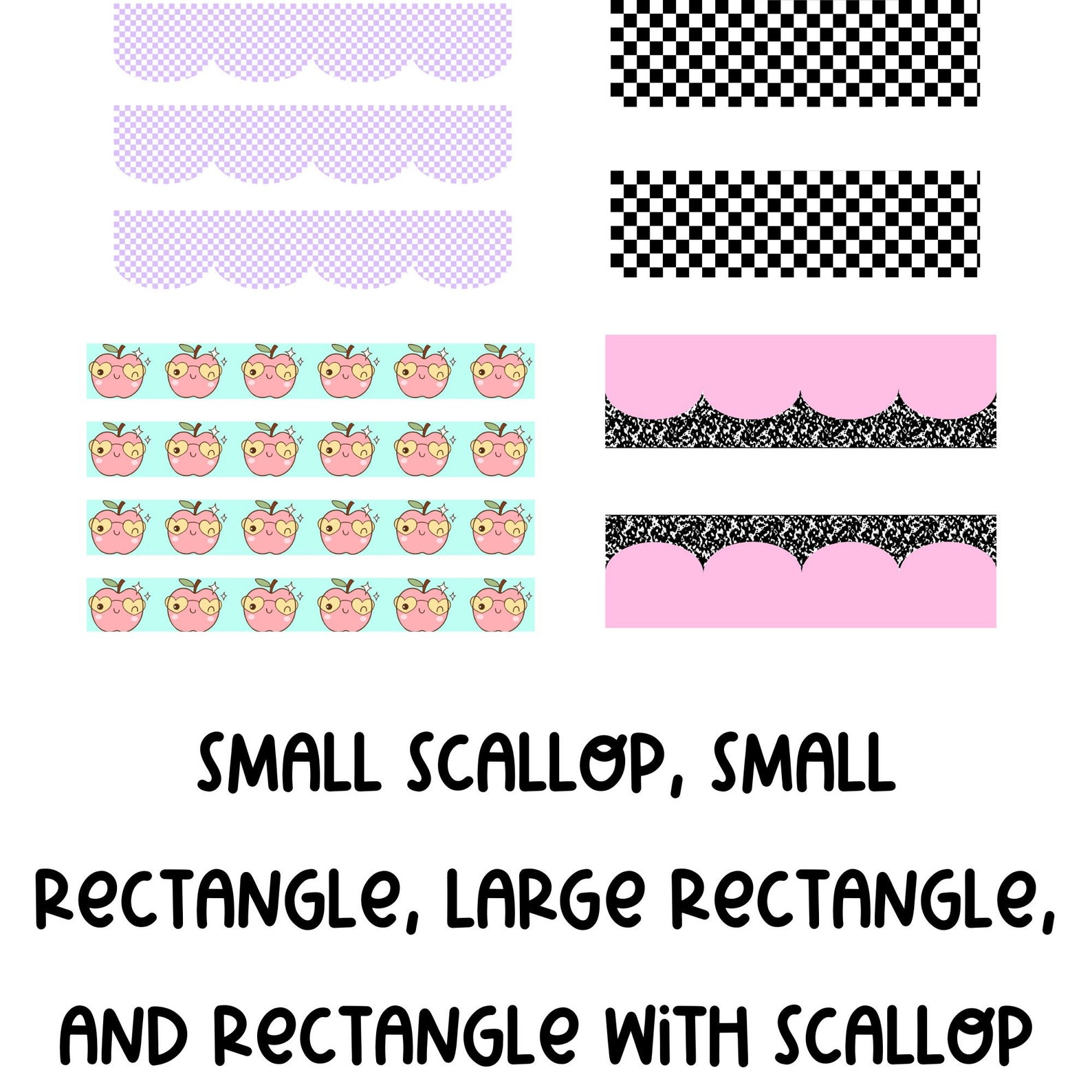 Preppy Pastels - Bulletin Board Borders (rectangle & Scallop) - Etsy