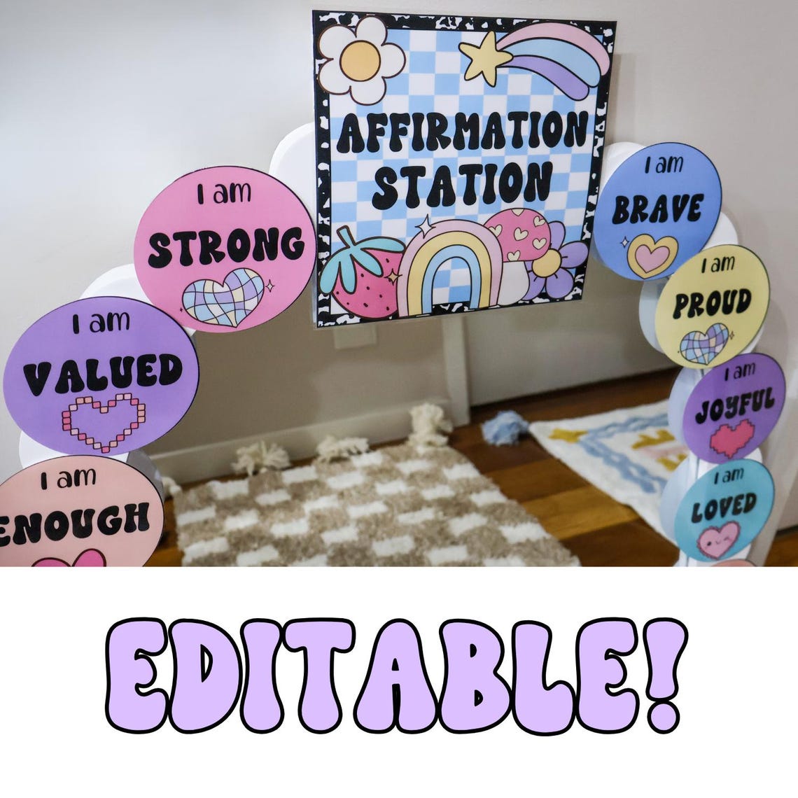 Affirmation Station | 'preppy Pastels' - Editable Classroom Decor - Etsy