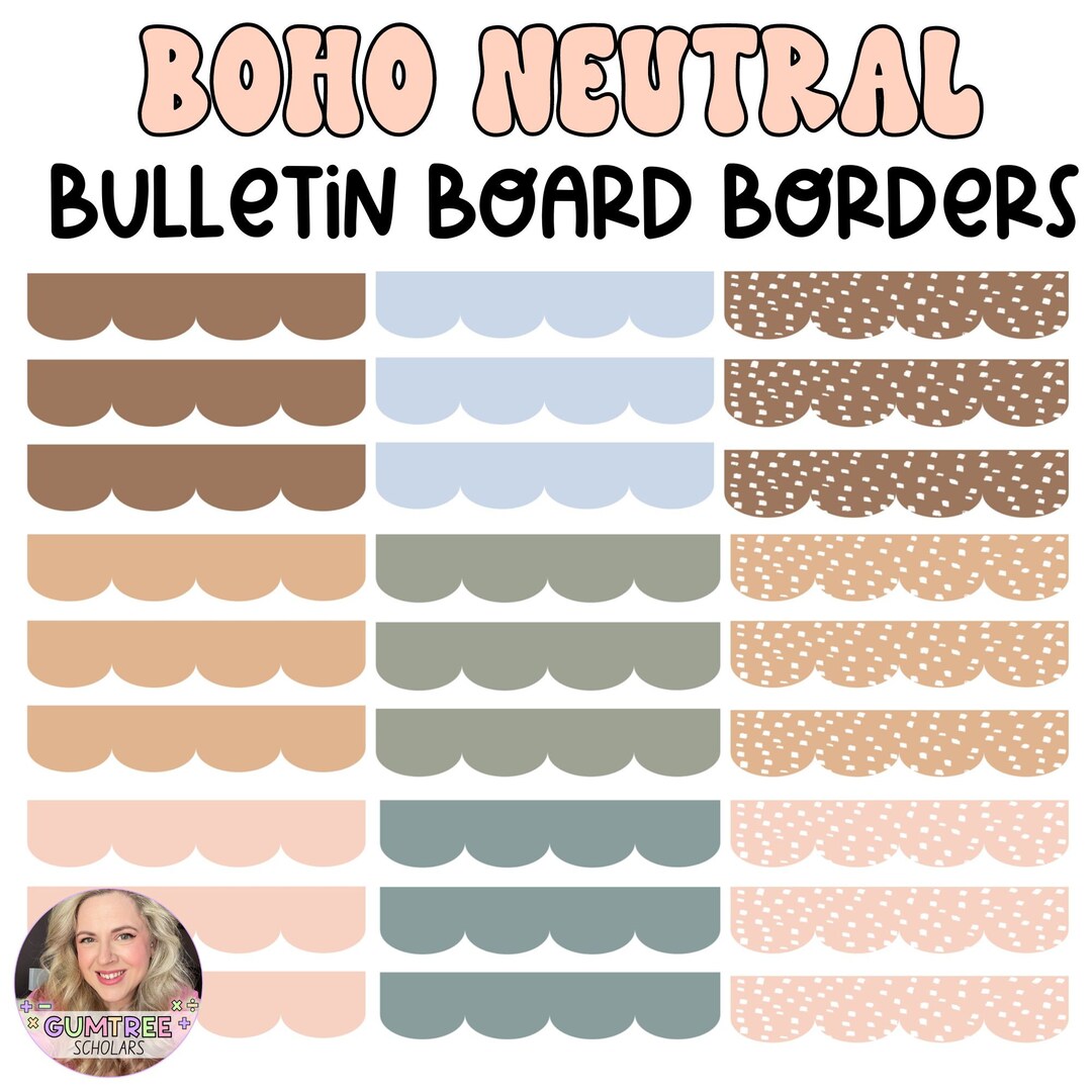 Boho Neutrals - Bulletin Board Borders (small Scallop) - Etsy