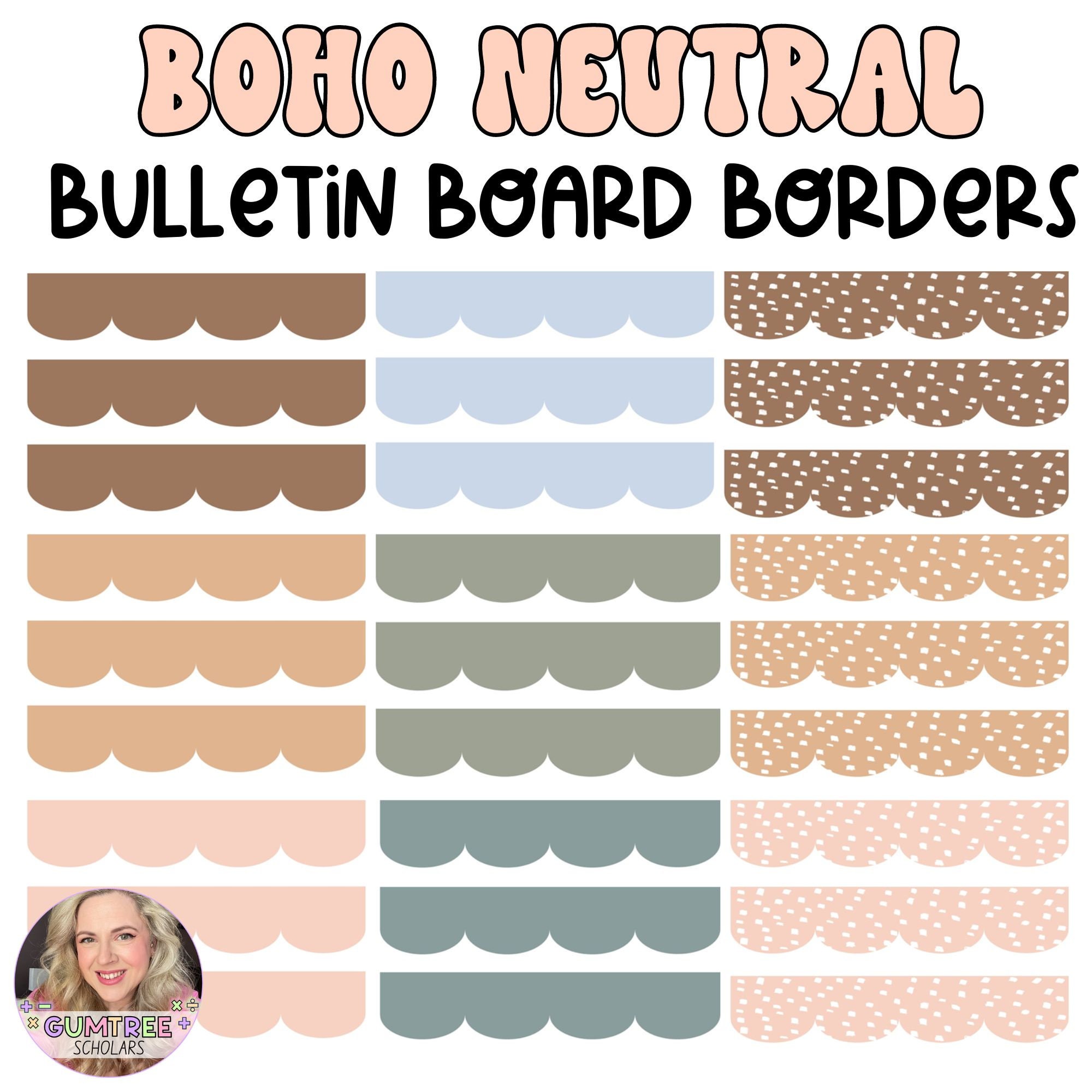 Boho Neutrals - Bulletin Board Borders (small Scallop) - Etsy