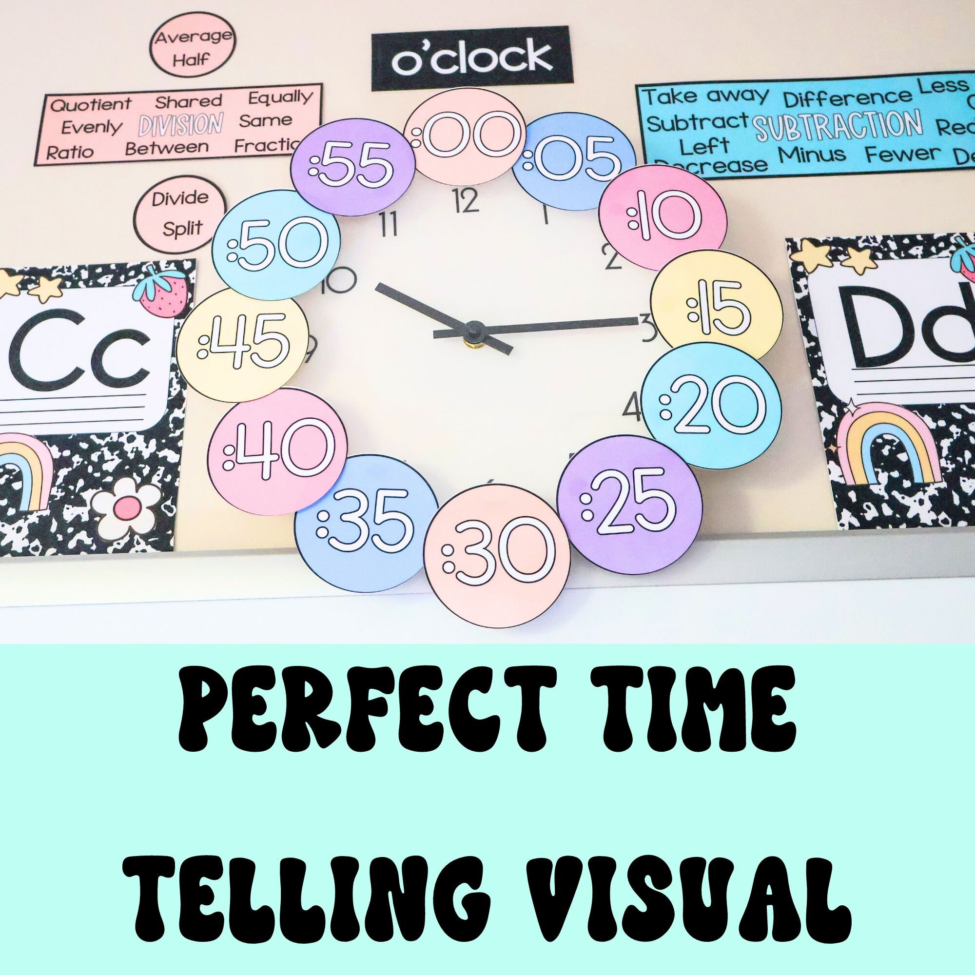 Preppy Pastels - Visual Clock Numbers Display Labels - Etsy