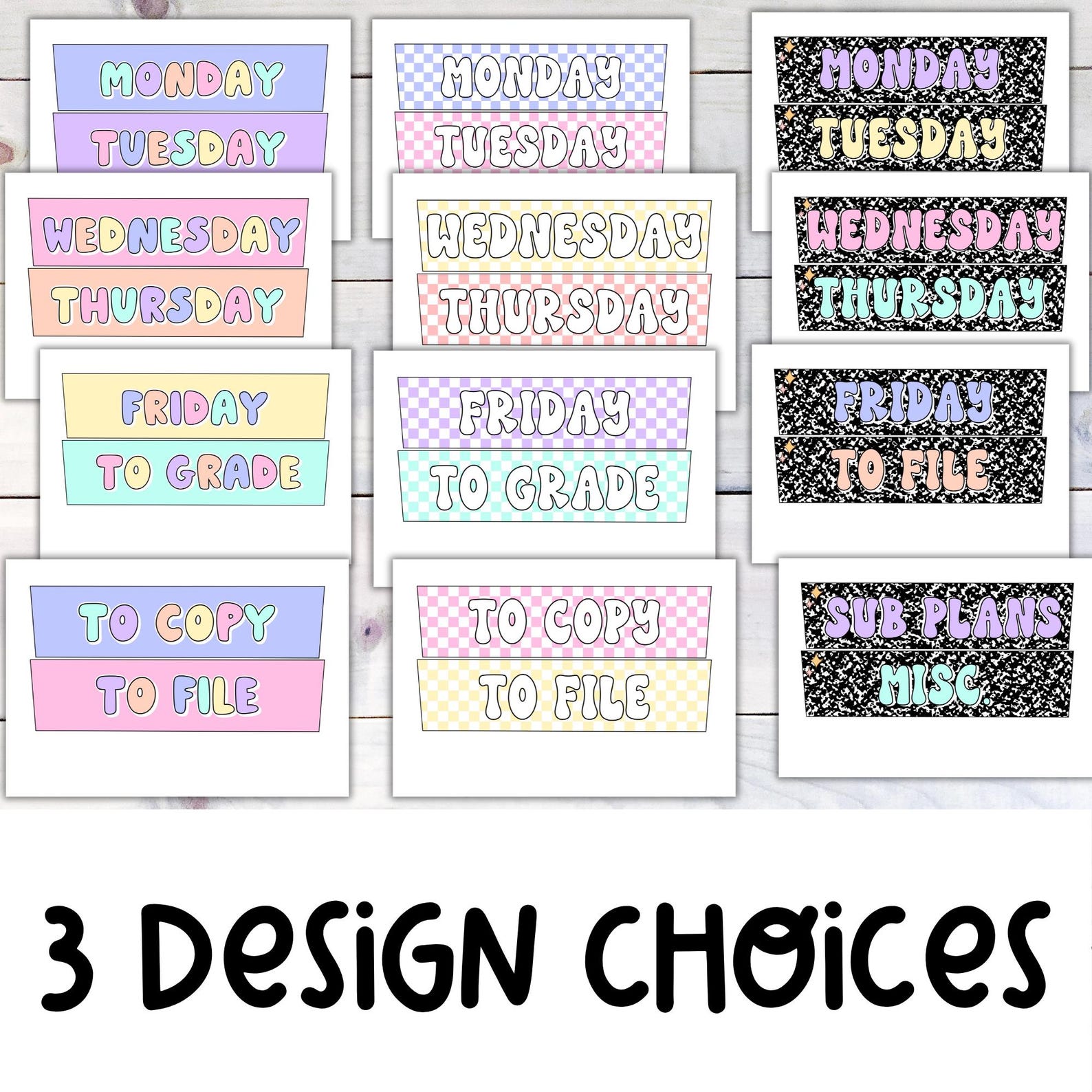 Preppy Pastels - 10 & 12 Drawer Rolling Cart Labels | Editable - Etsy