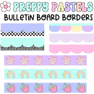 Preppy Pastels - Bulletin Board Borders (rectangle & Scallop) - Etsy