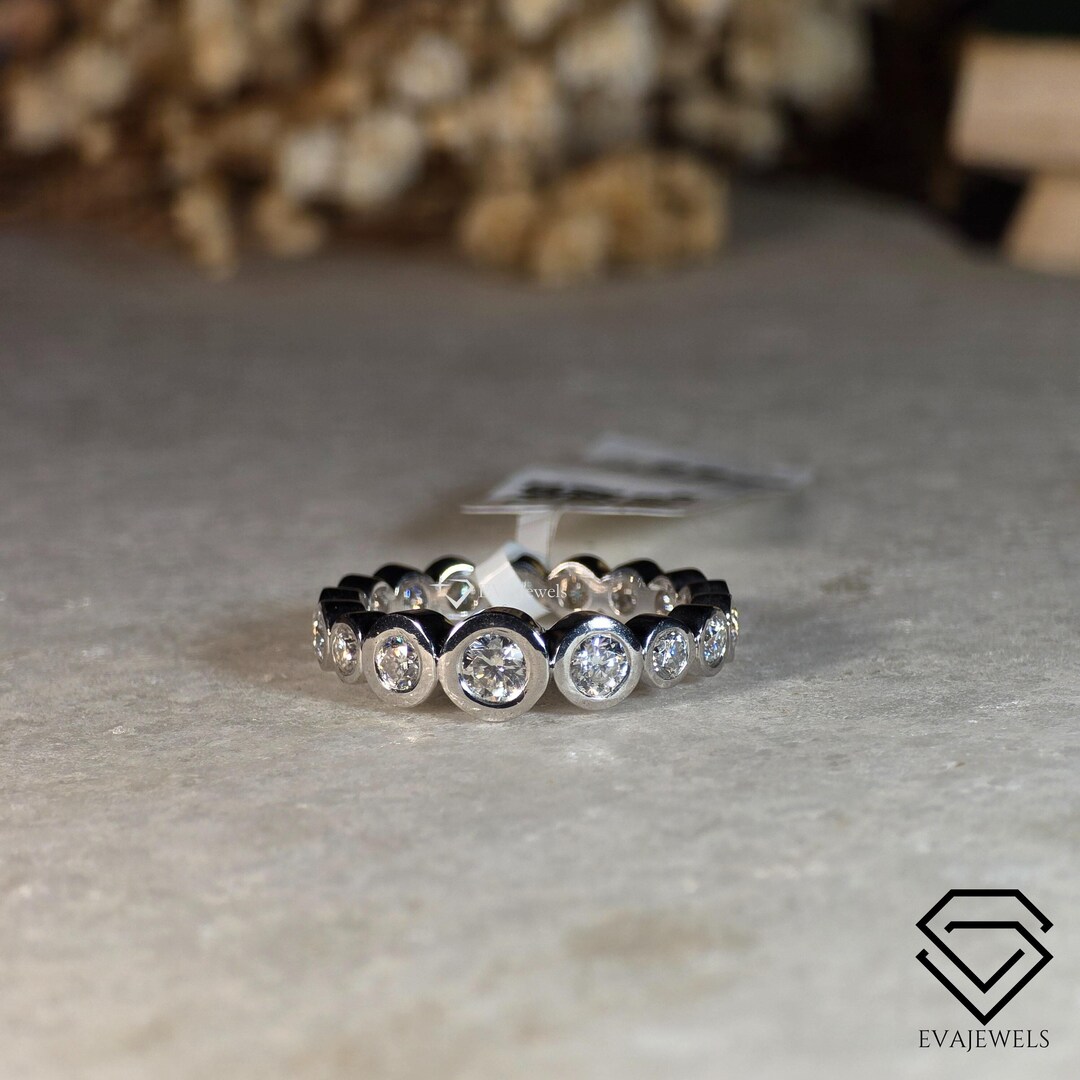 Alternating Bezel Set Full Eternity Engagement Band, Bubble Bezel Set ...