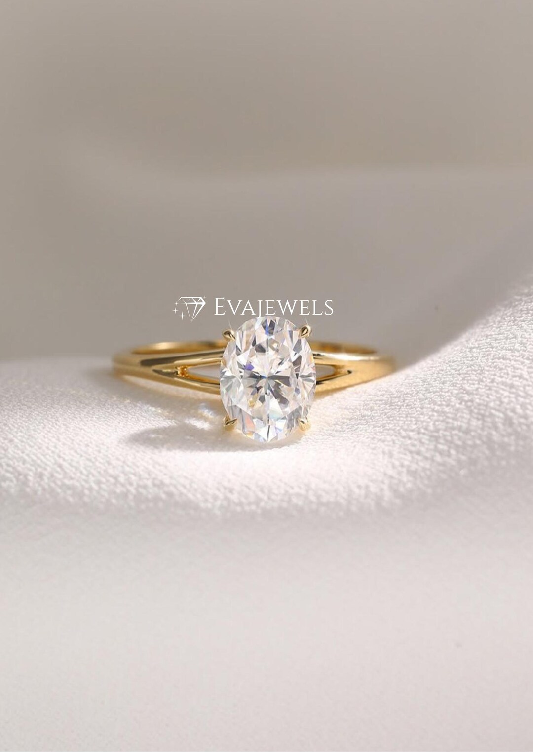 9x7 MM 18k Solid Yellow Gold Oval Cut Solitaire Engagement Ring, Minimalist Oval Solitaire ...