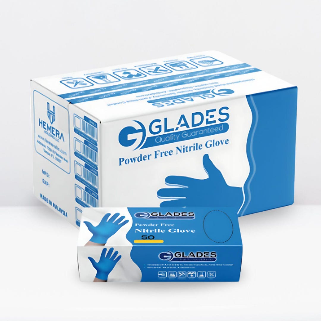 GLADES™ Blue Disposable Nitrile Gloves 8mil Heavy Duty Diamond Grip Gloves Powder Free Gloves 50 ...