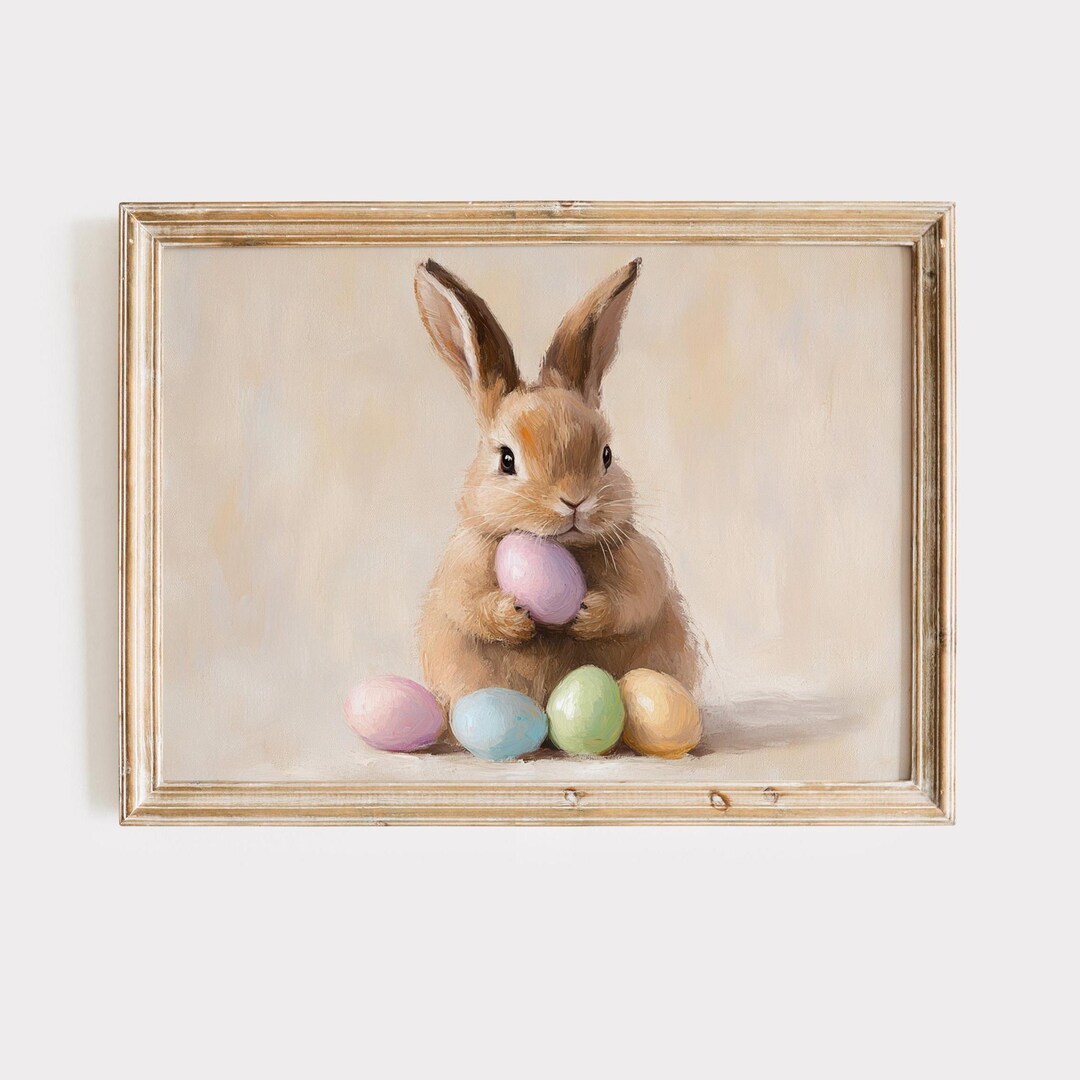 Easter Bunny Print, Spring Printable, Easter Wall Art, Vintage Easter ...