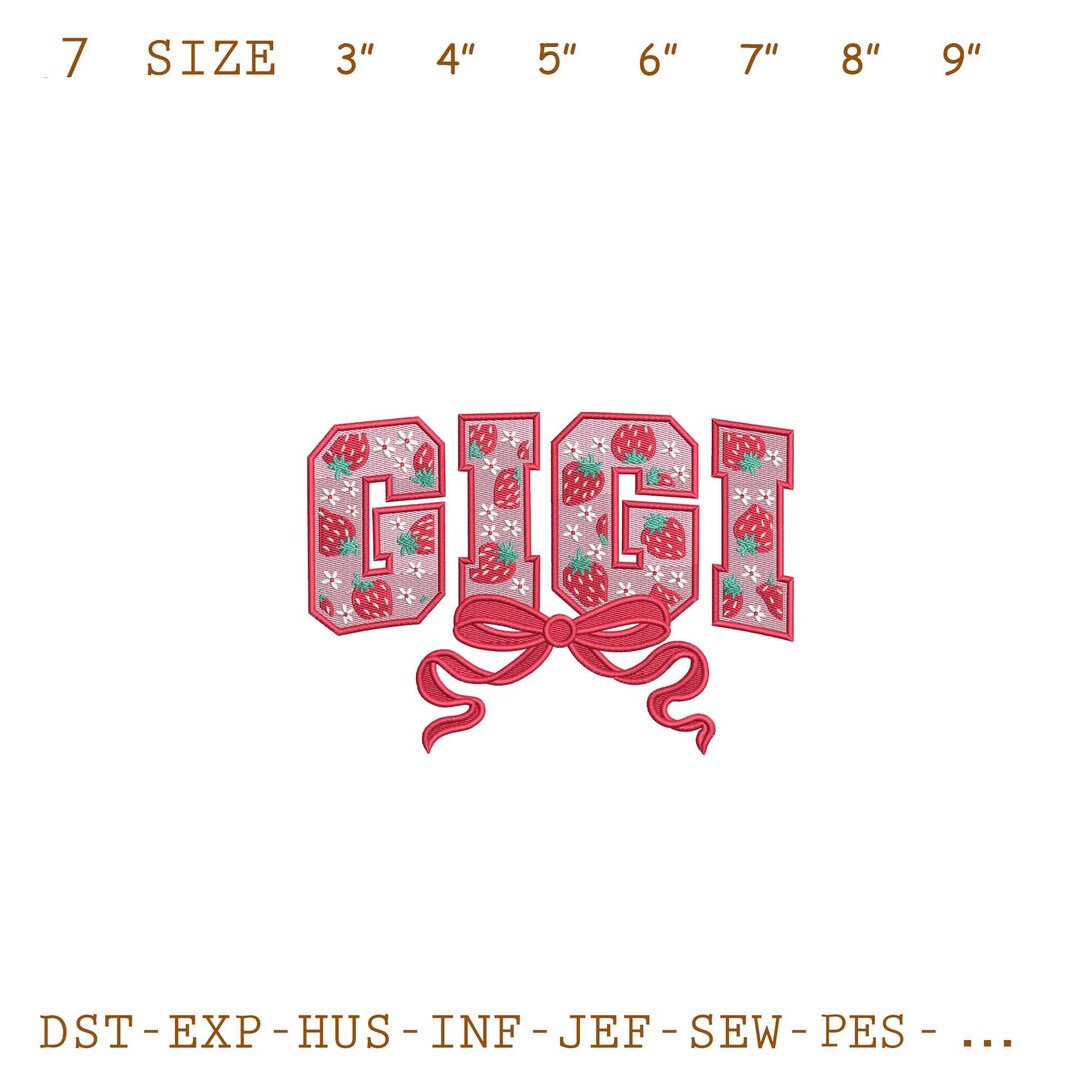 GIGI Embroidery Design, Strawberry Pattern Letters With Bow, Valentine ...