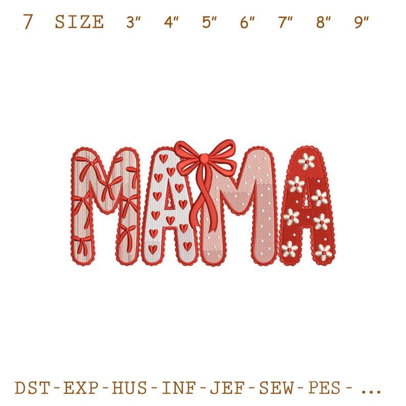 Mama Valentine Machine Embroidery Design, Heart Letter Text Design ...