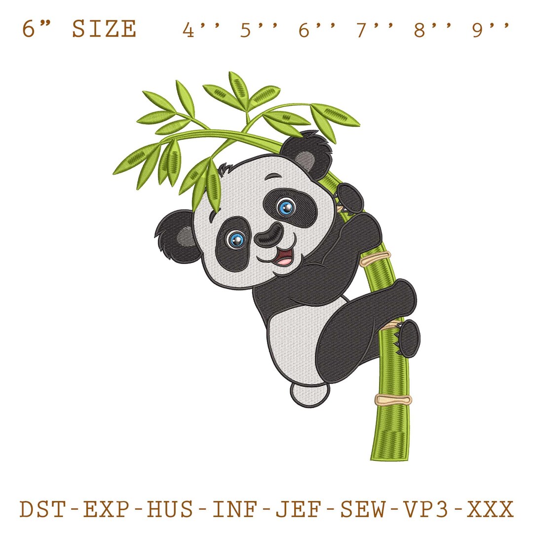 Panda Embroidery Design, Cute Panda Embroidery File, Funny Panda ...