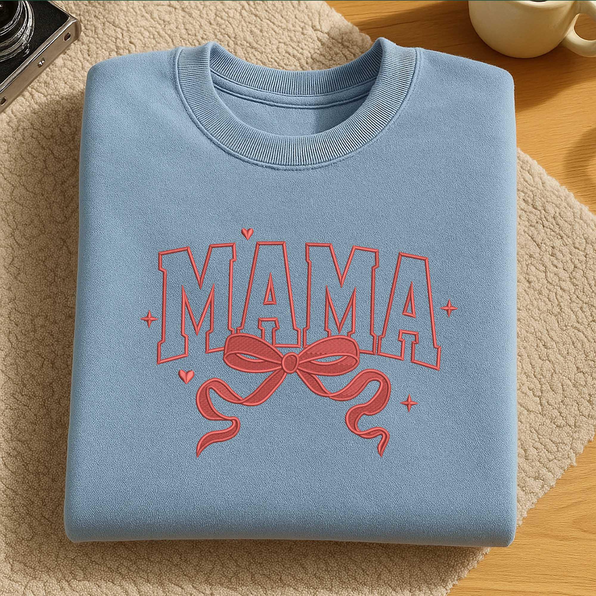 MAMA Embroidery Design, Block Letters With Big Bow and Hearts ...