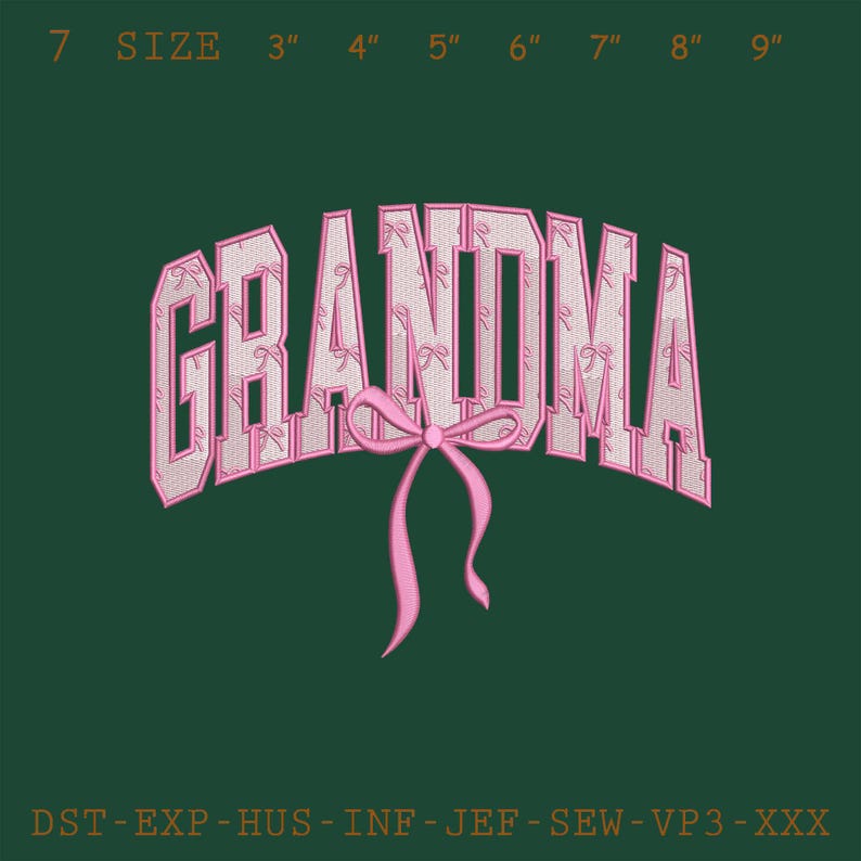 Family Titles Embroidery Design Bundle, Bow Pattern Block Letters With ...