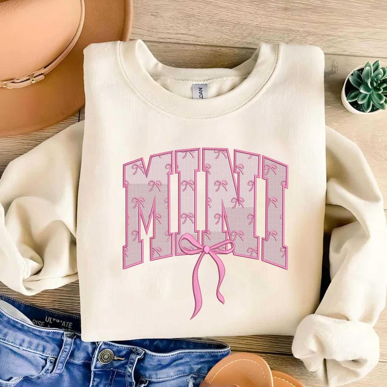 Family Titles Embroidery Design Bundle, Bow Pattern Block Letters With ...