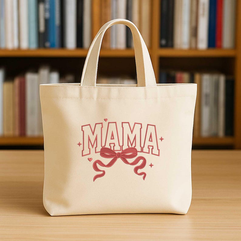 MAMA Embroidery Design, Block Letters With Big Bow and Hearts ...