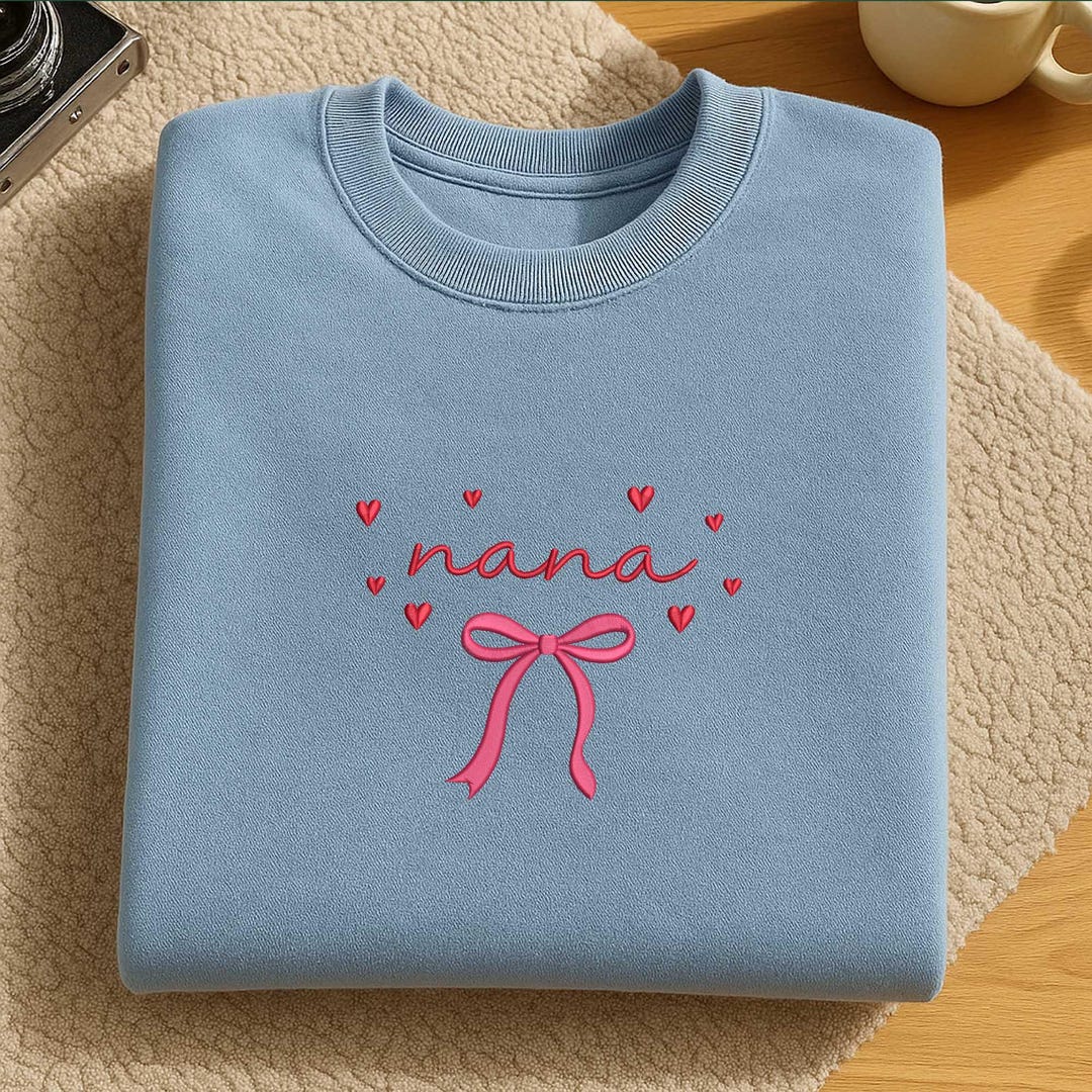 NANA Embroidery Design, Bow Script Letters With Hearts (digital File ...