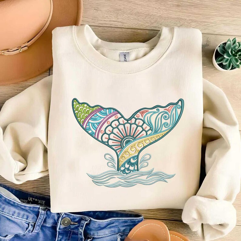 Whale Tail Embroidery Design: Mandala Ocean Stitch (digital Download ...
