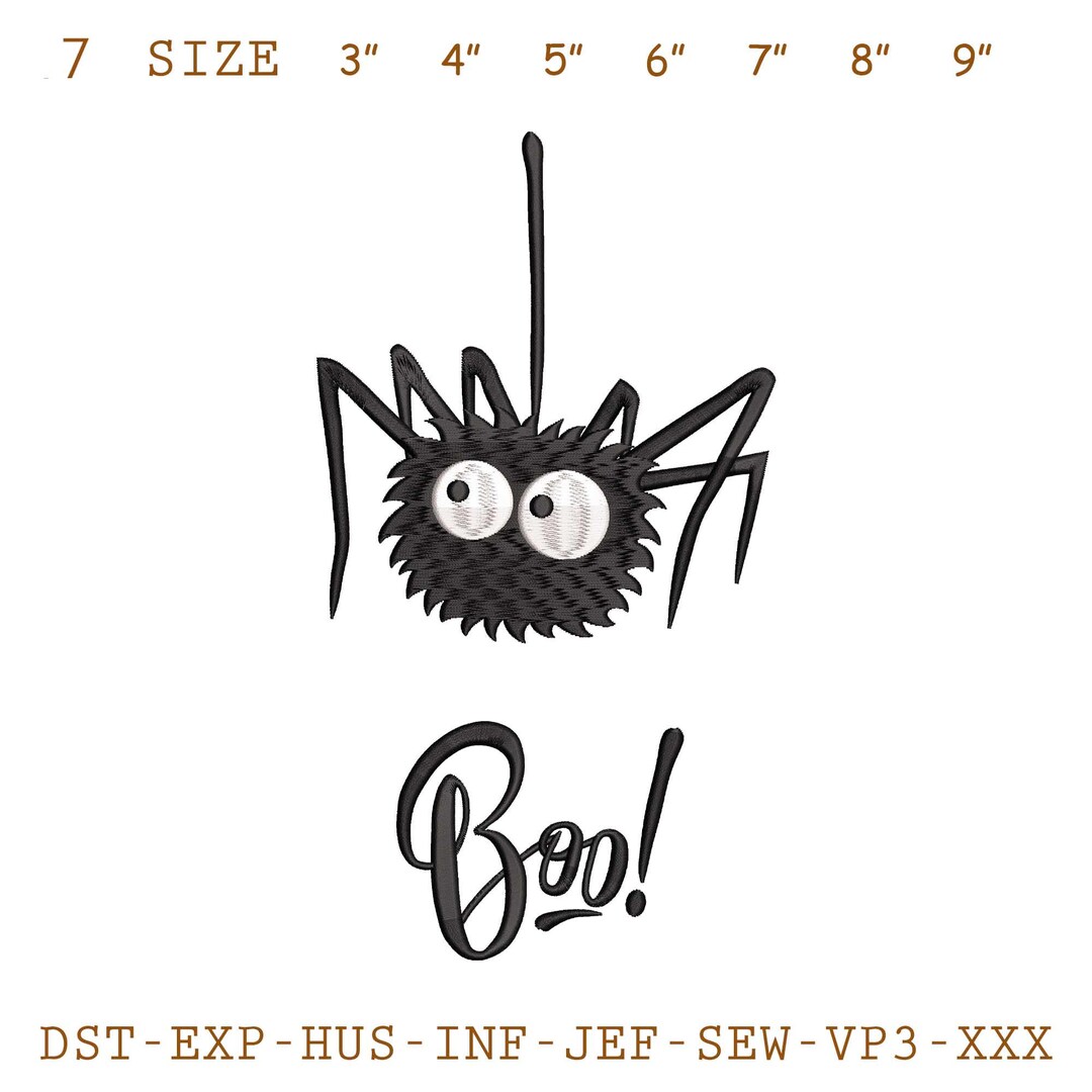 Cute Fuzzy Spider Embroidery Design, Halloween Machine Embroidery ...
