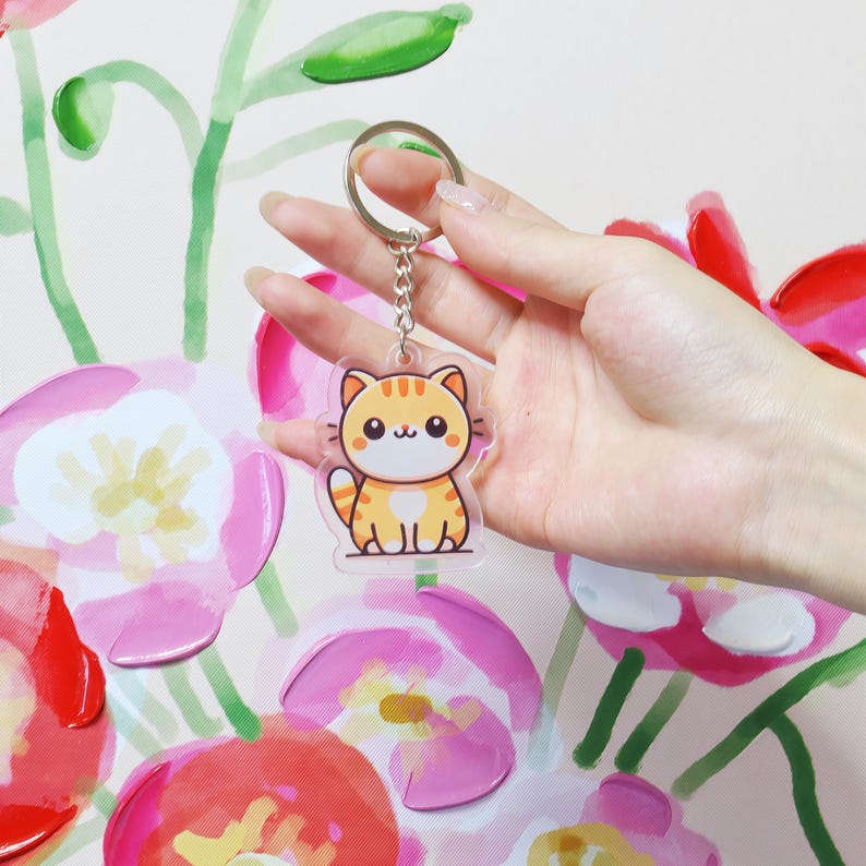 Personalized Cat Acrylic Keychains – Cute Kawaii Kitty Charms for Bags ...