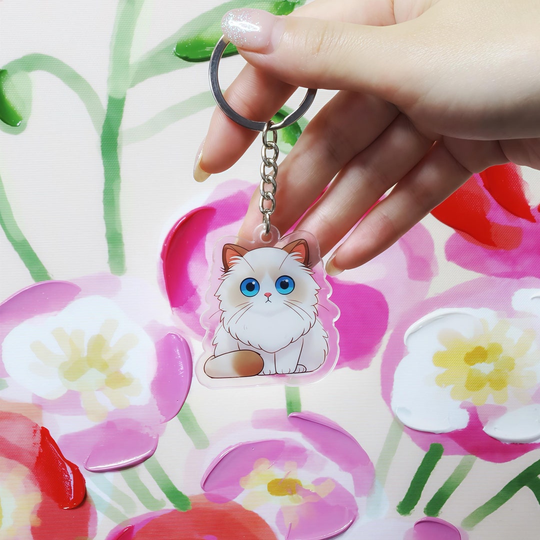 Ragdoll Cat Keychain: Kawaii Kitty Acrylic Charm, Cat Lover Gift - Etsy