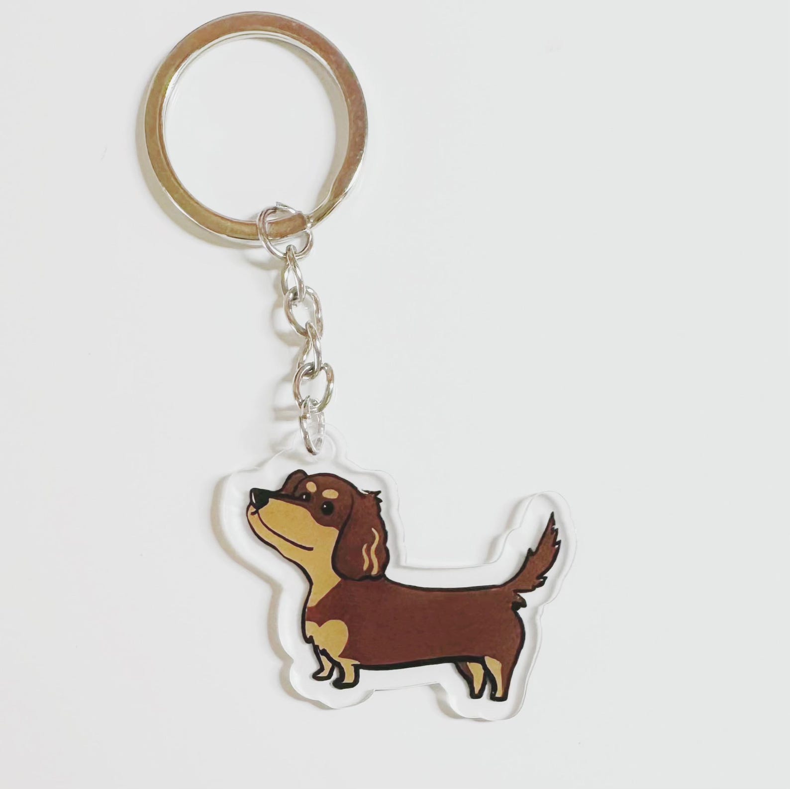 Handmade Brown Dachshund Keychain: Acrylic Wiener Dog Charm - Etsy
