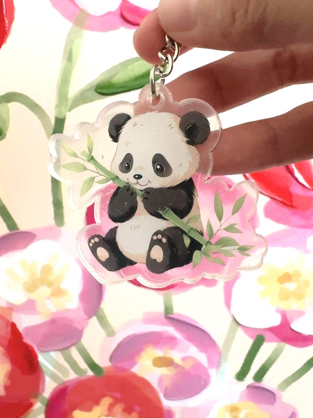 Custom Panda Keychain – Double-sided Acrylic Charm With Name ...