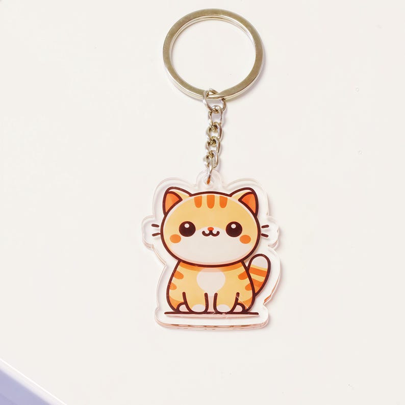 Kawaii Cat Acrylic Keychain – Kitty Charm Set - Etsy