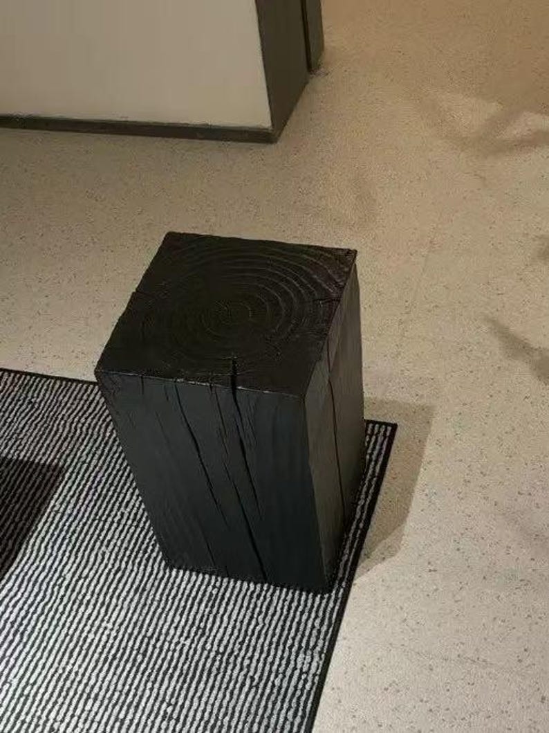 Charcoaled Black Wooden Block Pedestal - Modern Accent Decor Wood ...