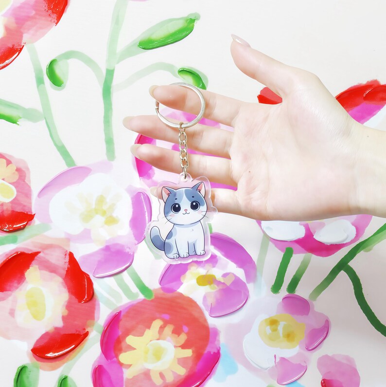 Personalized Cat Acrylic Keychains – Cute Kawaii Kitty Charms for Bags ...