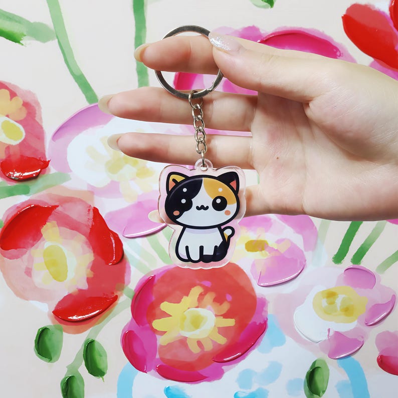 Kawaii Cat Acrylic Keychain – Kitty Charm Set - Etsy