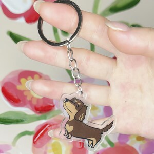 Handmade Brown Dachshund Keychain: Acrylic Wiener Dog Charm - Etsy