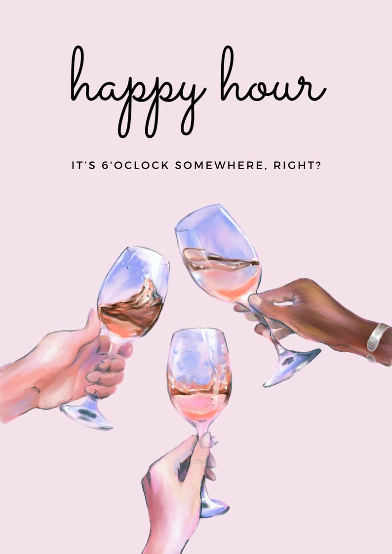 Happy Hour Printable Poster Collection Set of 5 Printable Posters A4 ...