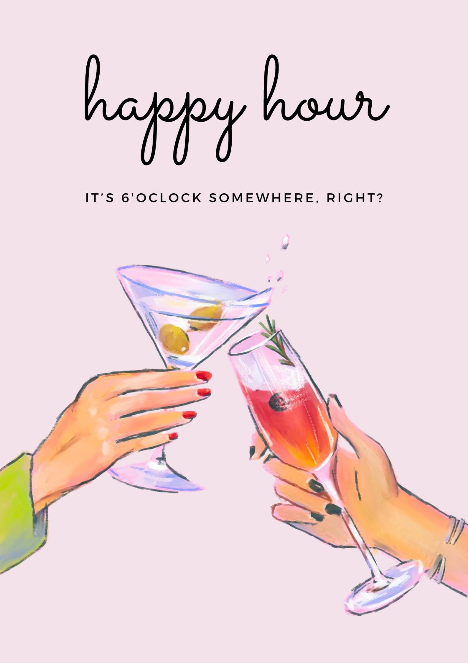 Happy Hour Printable Poster Collection Set of 5 Printable Posters A4 ...
