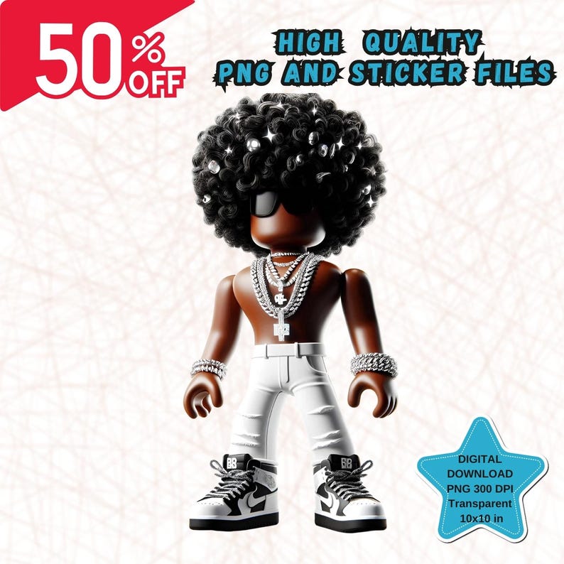 Roblox Afro Png, Digital Instant Download, High Resolution Images, High ...