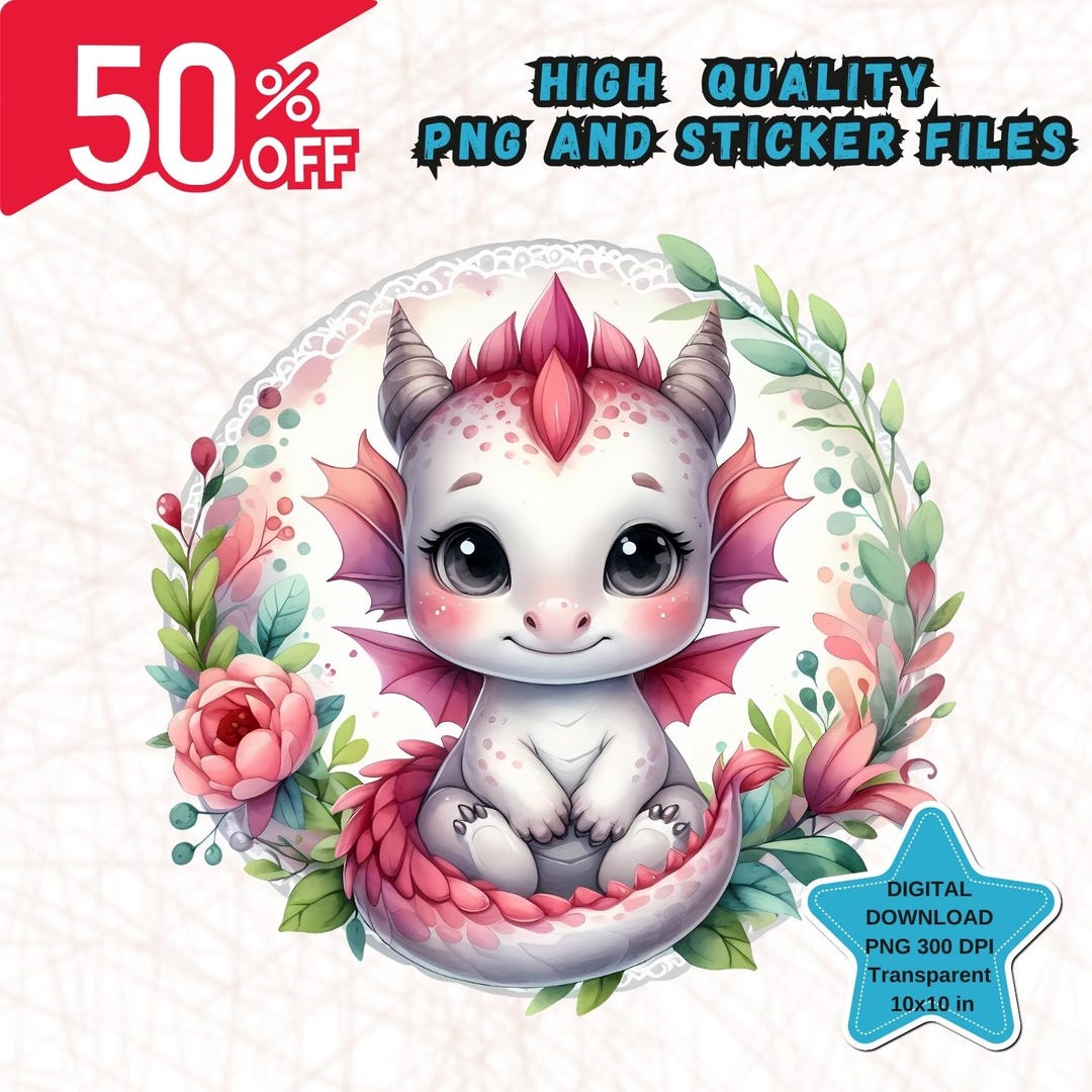 Cute Baby Dragon, Dragons Watercolor Clipart, Cute Dragon PNG, Nursery ...