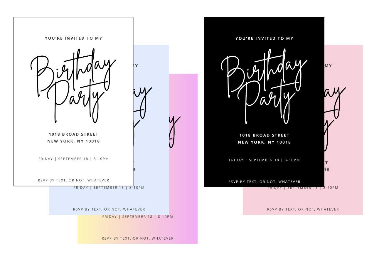 Demure Birthday Party Invitation Personalized, Customizable digital ...