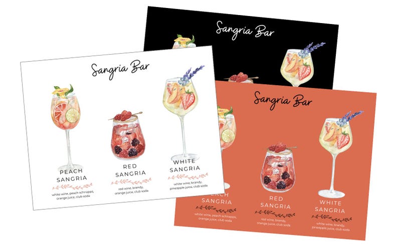 Sangria Bar Menu (digital Download) - Etsy