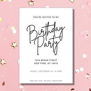 Demure Birthday Party Invitation Personalized, Customizable digital ...