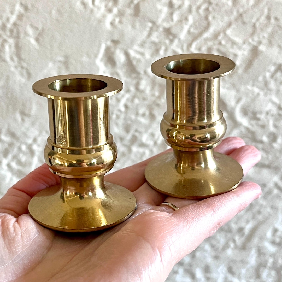Pair of Small 2” Brass Mini Gold Candlestick Candle Holders - Etsy