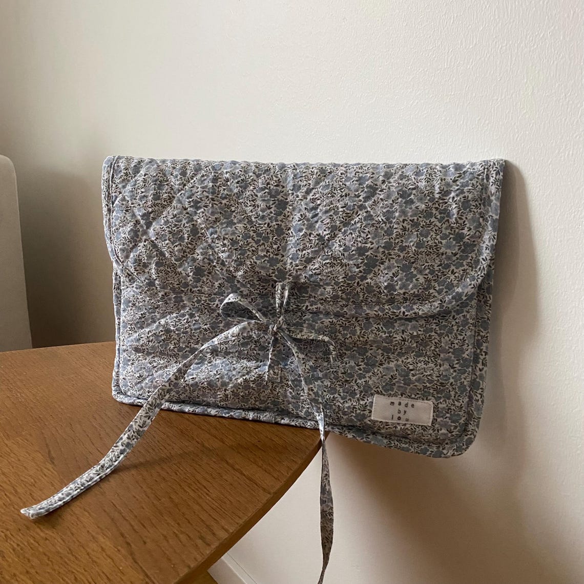 Quilted Floral Blue Laptop Sleeve 13/14 With Bow, Puffy MacBook Laptop ...