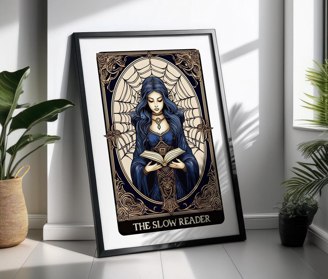 The Slow Reader Tarot Card PNG, Dark Academia Book Lover (digital ...