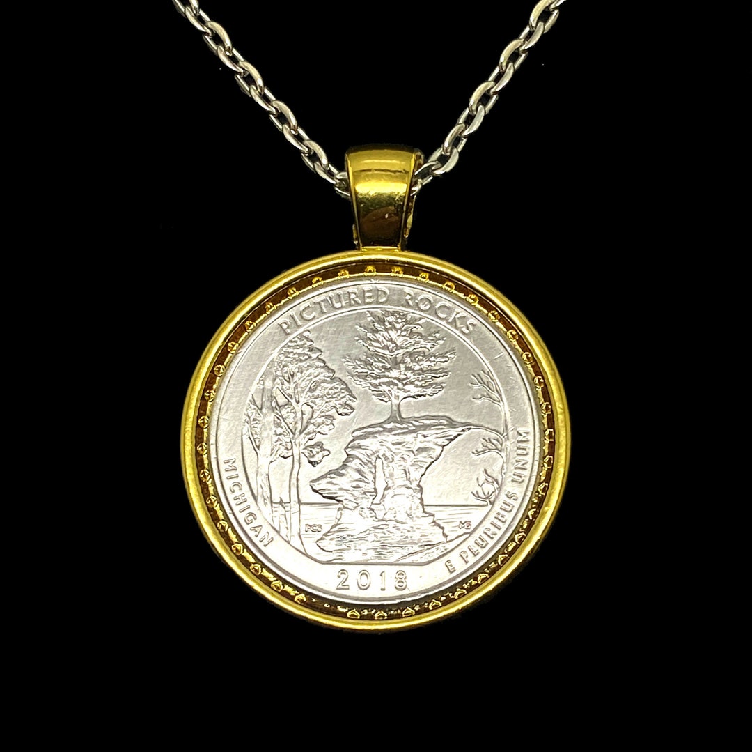 Pictured Rocks National Lakeshore Quarter Coin Necklace Michigan ...