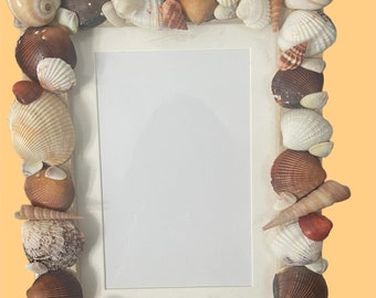 Handmade Shell Frame, One of a Kind Seashell Picture Frame, Pearlescent ...