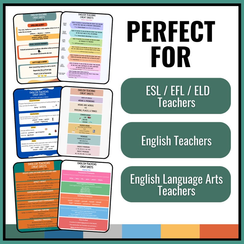 English Ain't Hard! English Grammar Cheat Sheets Packet - Etsy