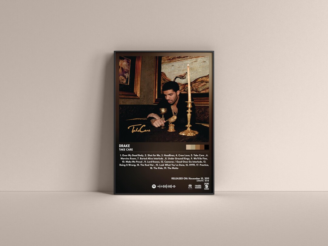 Drake Take Care Poster, Drake Gift Poster, Drake Take Care Album High ...