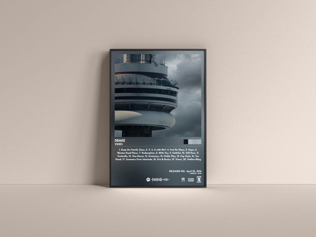 Drake Views Poster, Drake Gift Poster, Drake Views Album High Quality ...