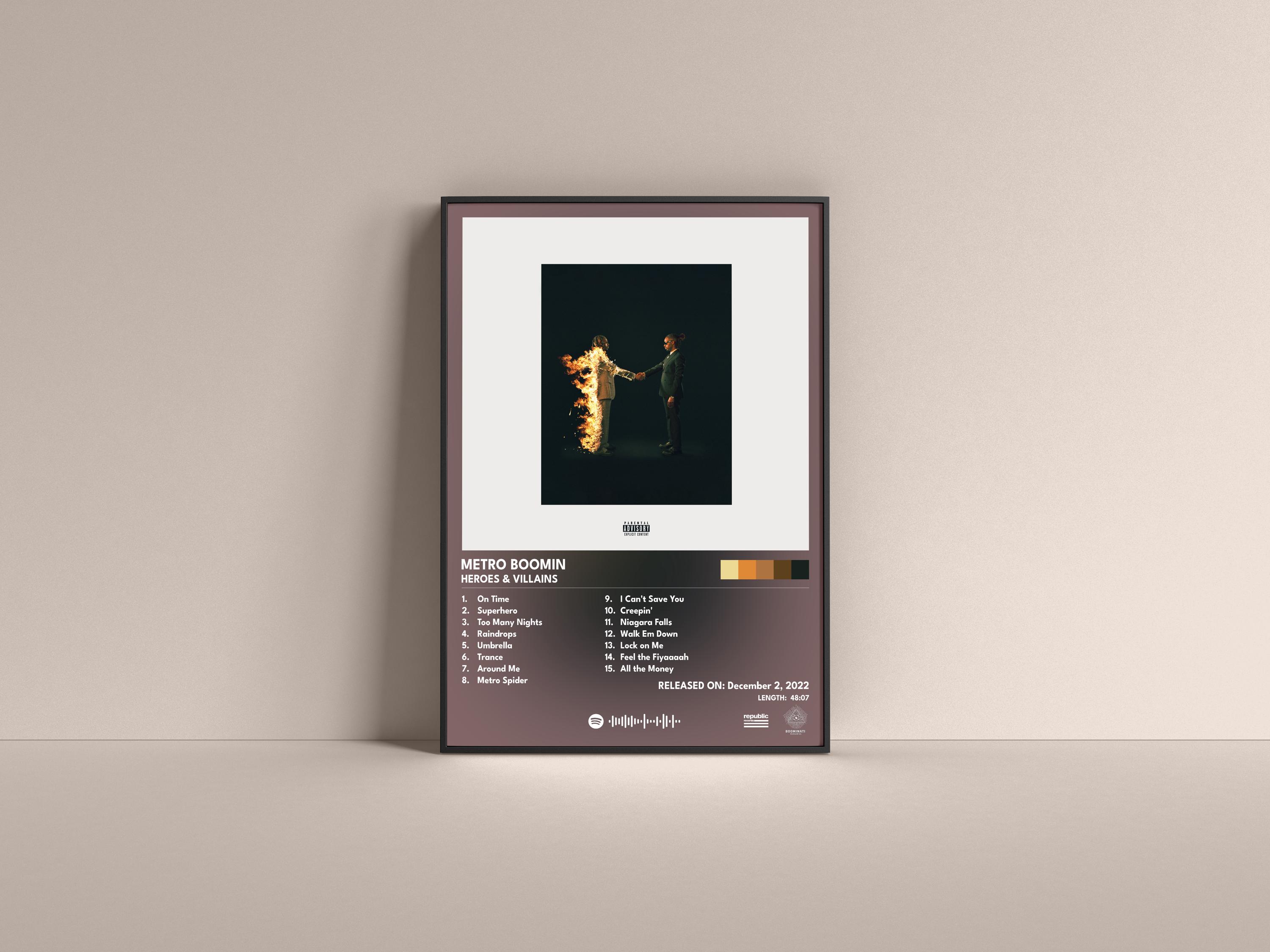 Metro Boomin Heroes & Villains Poster, Metro Boomin Gift Poster, Metro ...